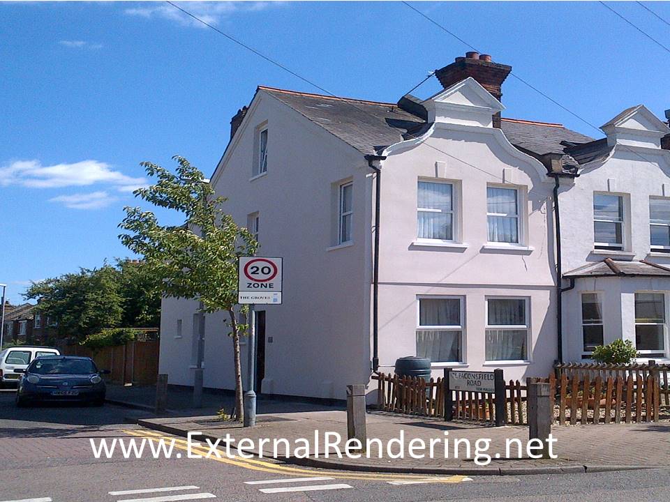 External_Rendering_White_Self_Coloured_Render_House | EWI Construction Ltd